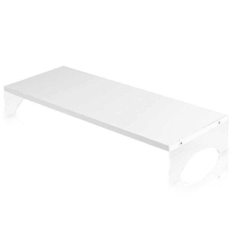 Baskiss モニター台 卓上 モニタースタンド 幅50cm 人間工学デザイン ディスプレイ PC台 デスク整理 キーボード収納 スマホ収納 パソコンスタンド 机上台 オフィスデスク用 モニター・ノートパ【透明アクリルスタンド - 浮遊感...