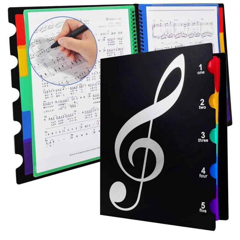FUHAIFUNANDX 楽譜ファイル 楽譜入れ 2面 書き込めるファイル A4 譜面ファイル 吹奏楽 ピアノ グッズ 五線譜ノート【楽譜入れ - 3種類】10枚/20ページ、20枚/40ページ、30枚/60ページの3種類から選ぶことができ...