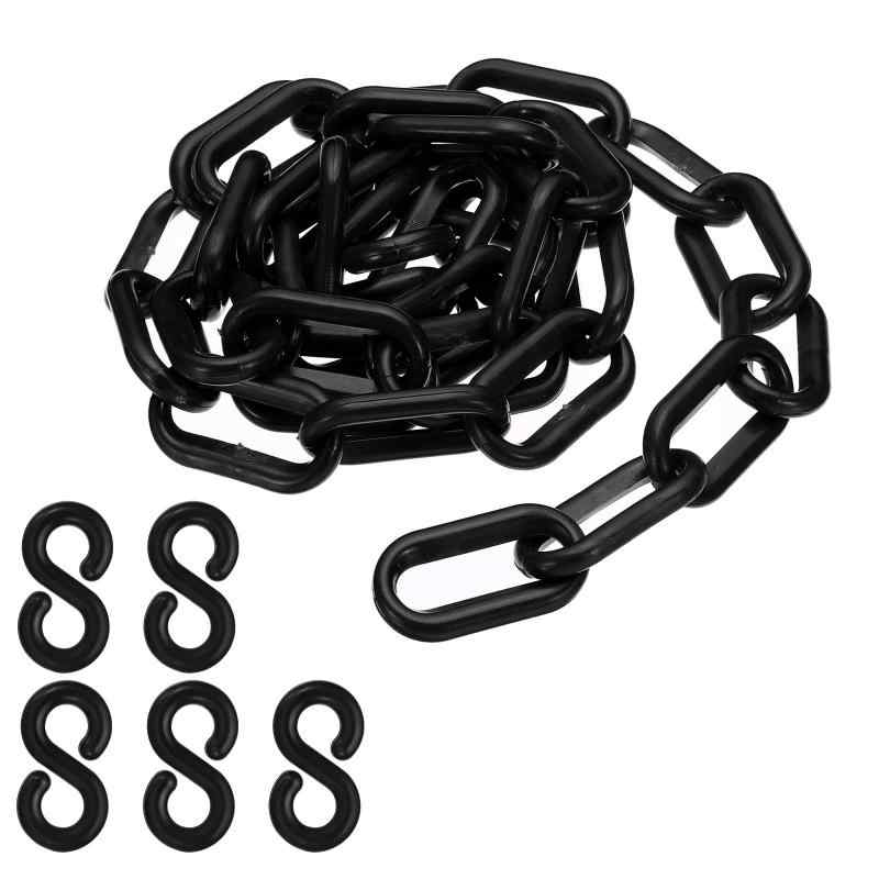 PATIKIL プラスチックチェーン クラウドコントロール用 3フィート 安全バリアチェーン 1/4"（6mm） 黒いプラスチックチェーンリンクは 列 並び 駐車場 フェンス ゲート コンサート 装飾用サイズ：プラスチックチェーン...