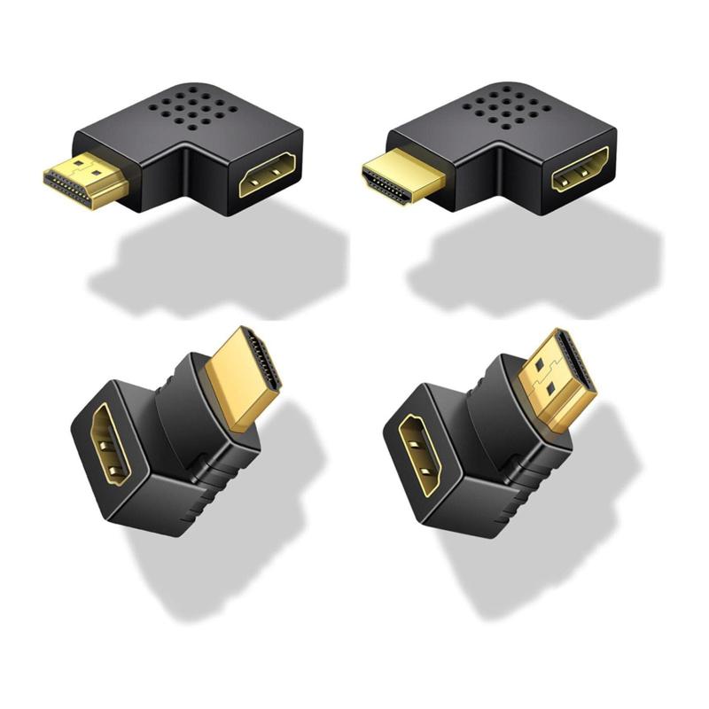 サムコス HDMI L型変換アダプタ 4個セット 延長コネクタ 90度 270度 オス メス コネクタ ケーブル向き変更 中継 TV オスーメス PC対応 狭い場所対応 延長器 ミニプラグ コネクター 金メッキ 1080p Hセット内容