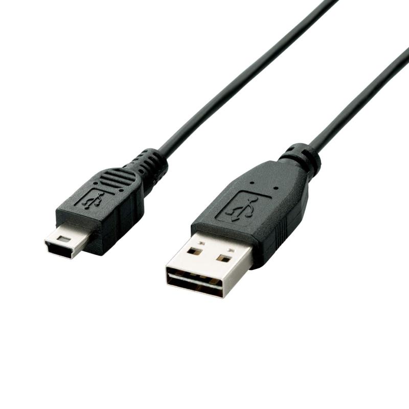 ELECOM USB2.0ケーブル リバーシブルコネクタ A-miniBタイプ ノーマル ブラック U2C-DMBBK
