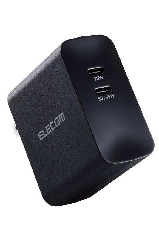 エレコム 充電器 Type-C 2ポート 70W USB PD対応 GaN採用 【 iPhone16 iPad Macbook Air Windows PC など対応】 ブラック ACDC-PD4570BKUSB Type-C(TM)(US...