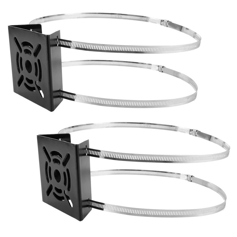 RILIHII 防犯カメラ 取付金具 2個セット ポール ブラケット ブラック ハウジング 監視カメラ 穴あけ不要 直径30cmステンレスバンド2本付き 円柱 角柱 屋外【設置簡単 穴開け不要】挟んで設置するタイプの防犯カメラ取り付け用ブラ...