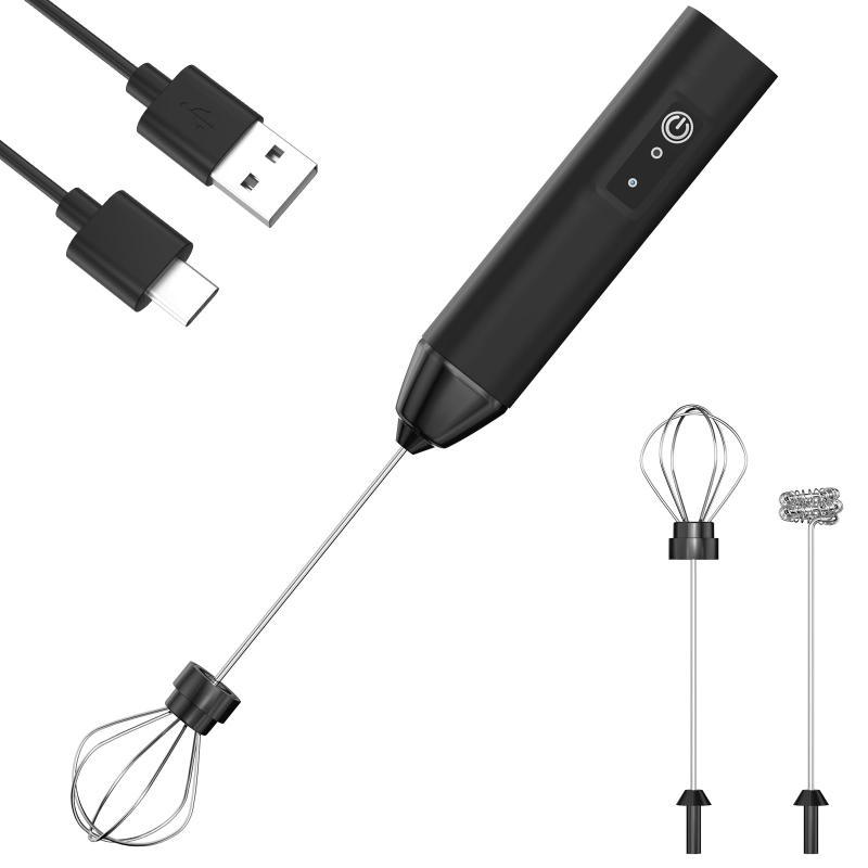 ミルクフォーマー 充電式 ミルク泡立て器 YooiDO ミルクフローサー電動 あわだてき カプチーノミキサー 電動 USB充電式 3段階調整【3段階の速度調節＆30dB低騒音】ボタンを押すだけで、ハンドミキサーの回転スピードが調整できます。...