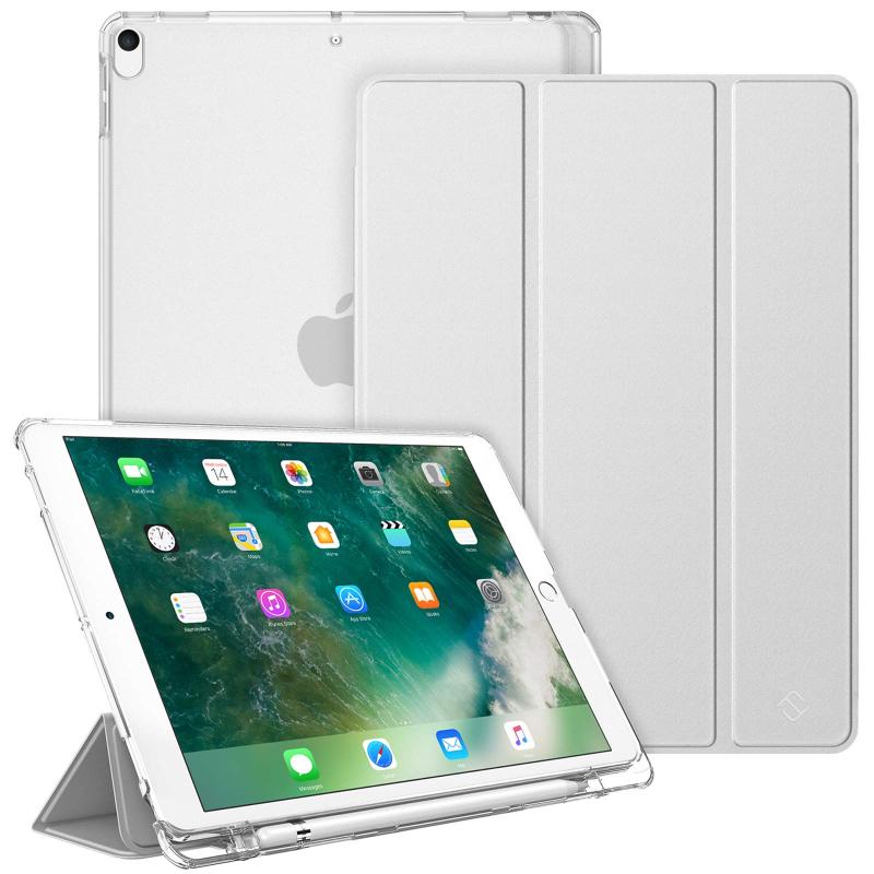 Fintie iPad Air 2019 ケース iPad Air3 / Pro 2017 10.5インチ バックカバー Apple Pencil 収納可能 三つ折スタンド スリープ機能 軽量 薄型 半透明 傷つけ防止 PUレザー(モデル番...