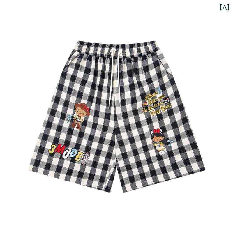 ・主な素材: 綿90.6%・スタイル: アメリカンレトロ・カラー展開: ブラック、レッド・サイズ展開: M、L、XL・パンツ丈: 5分丈・パンツタイプ: ワイドレッグ・ストレッチ: ミディアム