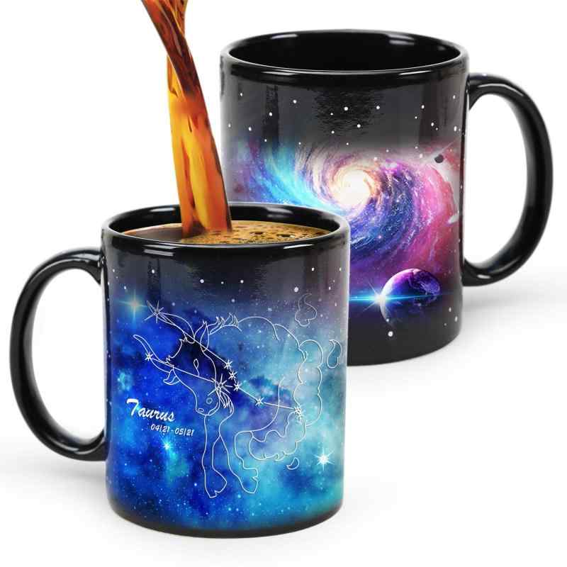 MUGKISS星座変色カップ、斬新な加熱コーヒーカップ、クリスマスプレゼント誕生日プレゼントスーパー材料：高級厚セラミック材料で作られている。造形がスタイリッシュで、技術が優れており、表面をより耐久性のあるものにしています。食器洗い機で洗う...