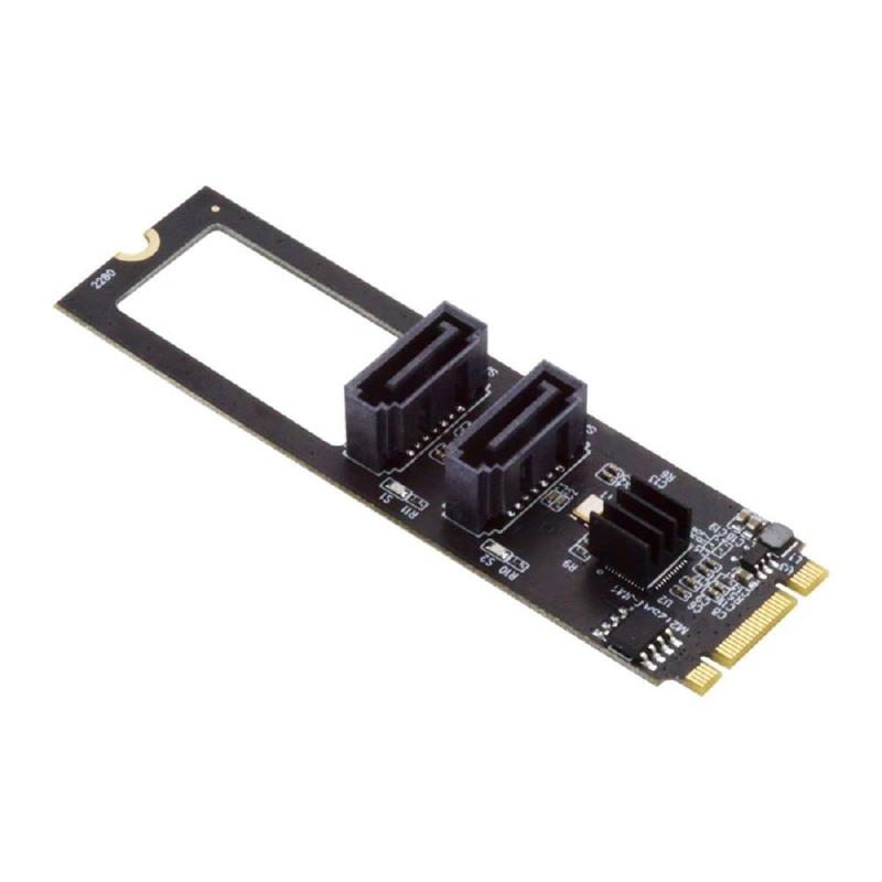 Cablecc PCI Express NGFF Key B+M - SATA 3.0 6Gbps デュアルポート 垂直アダプター コンバーター ハードドライブ拡張カード JMB582 2280ネイティブコマンドキュー(NEQ)をサポート。...
