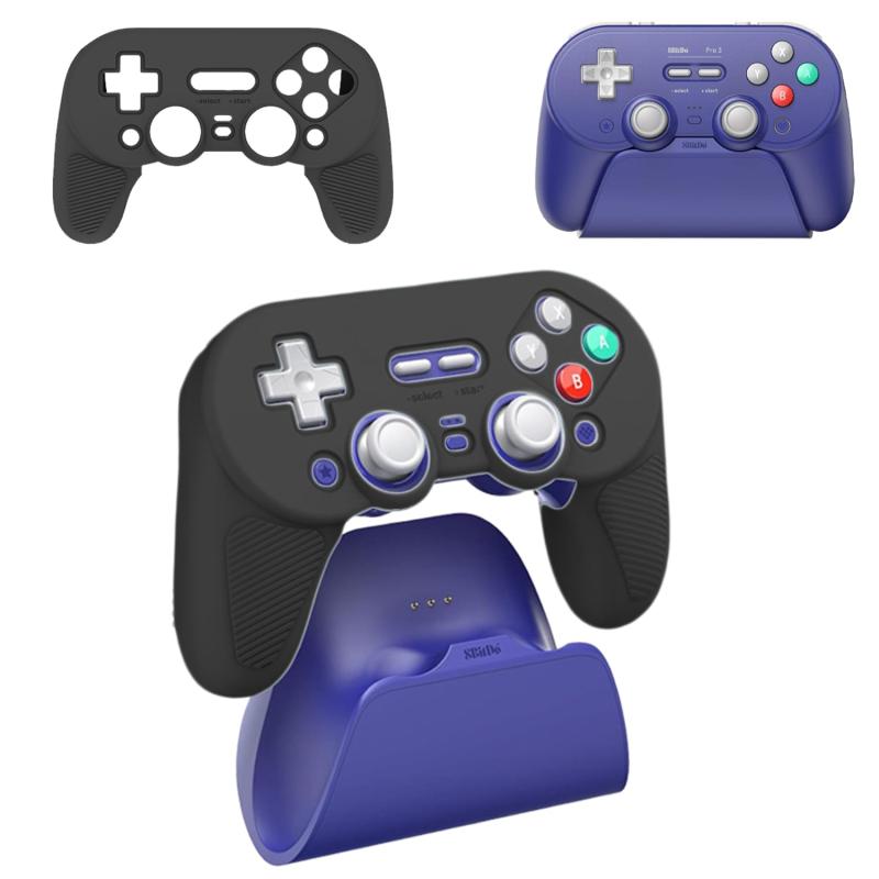 For 8BitDo Pro 3 ワイヤレス コント 用 ケース カバー 対応【NOUKAJU】保護カバー シリコーン素材 傷防止 全面保護 耐衝撃 軽量 滑り止 8BitDo Pro 3 用 保護ケース (ブラック)【対応機種】8BitD...