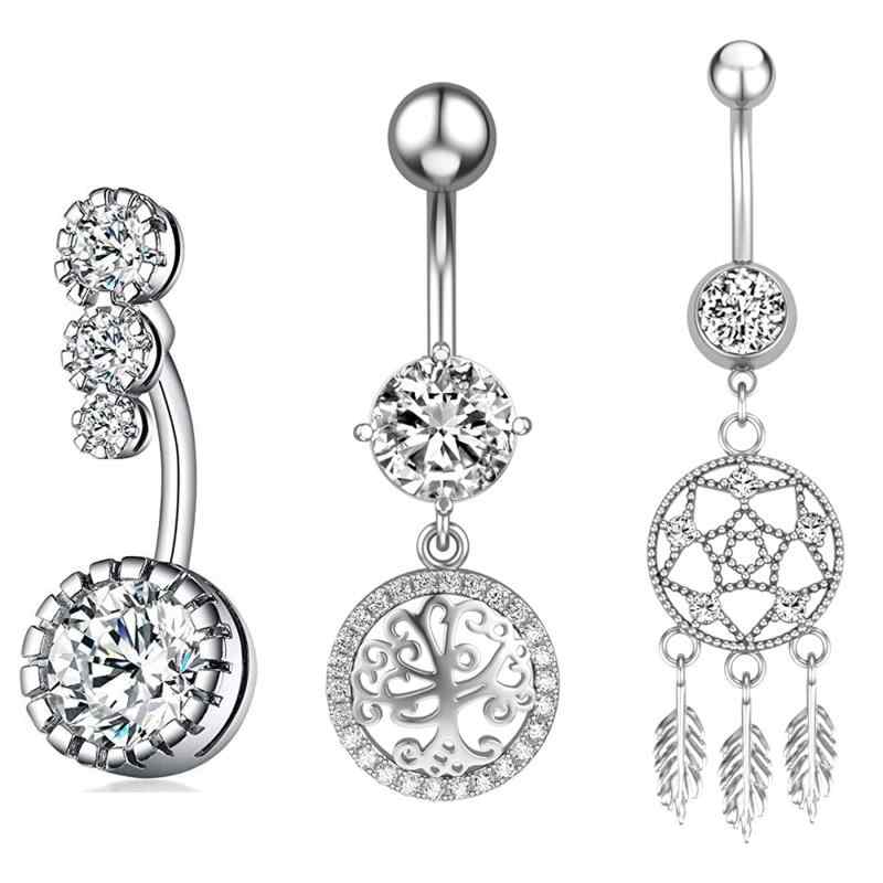 [Aroncent] へそピ へそピアス 軟骨ピアス ボディピアス 14g ステンレス 金属アレルギー対応 欧米 ロック パンク ゴシック レディース アクセサリー
