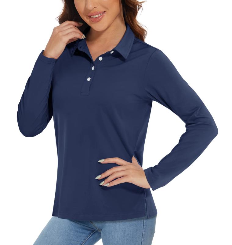 [KEFITEVD] ポロシャツ レディース 長袖 吸汗速乾 ゴルフウェア tシャツ uvカット UPF50+ スポーツ トップス ストレッチ テニスシャツ 軽量 薄手 ビジネス 作業着【ストレスフリー】弾力性と耐久性に優れているポロシャツ...