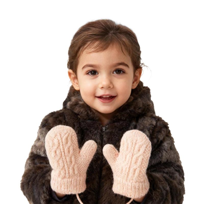 [FakeFace] ミトン 手袋 赤ちゃん 1~3歳 秋 冬 毛糸手袋 キッズ アラン模様 防寒グローブ 裏起毛 防風保温 手あったかグッズ ベビー 二重防寒 首掛けグローブ お出かけ 自転車 雪遊び 保育園 ア素材:アクリル 重さ:54...