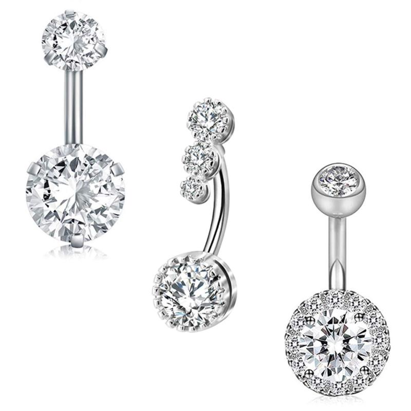 [Aroncent] へそピ へそピアス 軟骨ピアス ボディピアス 14g ステンレス 欧米 ロック パンク ゴシック レディース アクセサリー (3点セット)