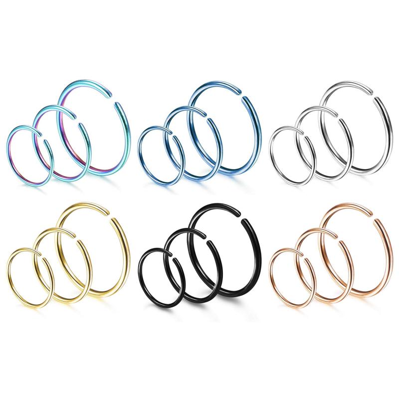 Aroncent ボディピアス 20g 鼻ピアス 軟骨ピアス 唇ピアス イヤーカフ フェイクピアス ステンレス メンズ レディース ファッション アクセサリー (18点セット)ボディピアス セット、おしゃれで存在感もあり、男性、女性ともにご...
