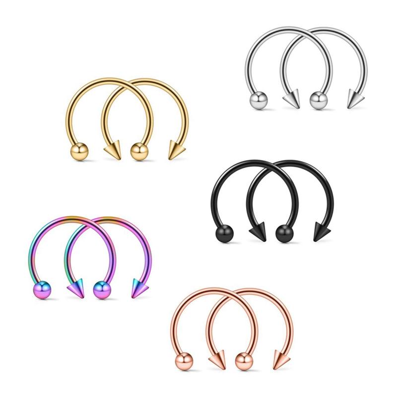 Aroncent 鼻ピアス おしゃれ かわいい フープピアス ピアスリング 軟骨ピアス メンズ レディース ボディピアス ステンレス 最適 ファッション アクセサリー (5ペア10点セット)パッケージ内容:鼻ピアス（5ペア10点セット)、綿...