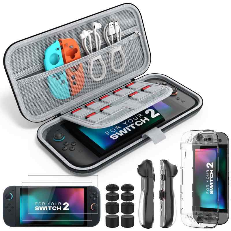 MoKo Switch2 ケース スイッチ2 カバー 第2世代保護バッグ 衝撃吸収 ストレージカバー オックスフォード生地 EVA中身内蔵 ソフトカード10枚収納可 ケーブル/イヤホンなど小物収納可能 全面保護 「高い保護力を実現したSwi...