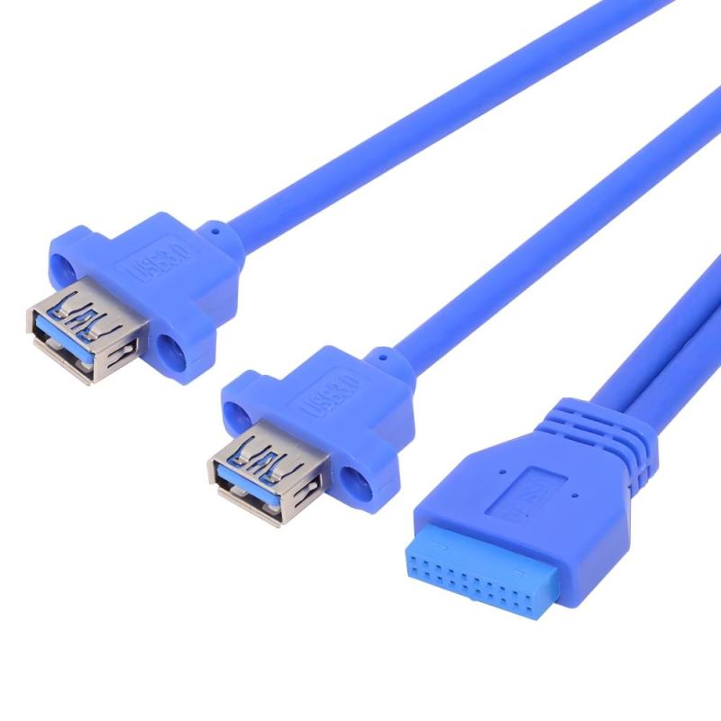 NFHK ウルトラフラットスリム デュアルポート USB 3.0 メス タイプA パネルタイプ - マザーボード 20ピン 19ピン ヘッダーケーブル