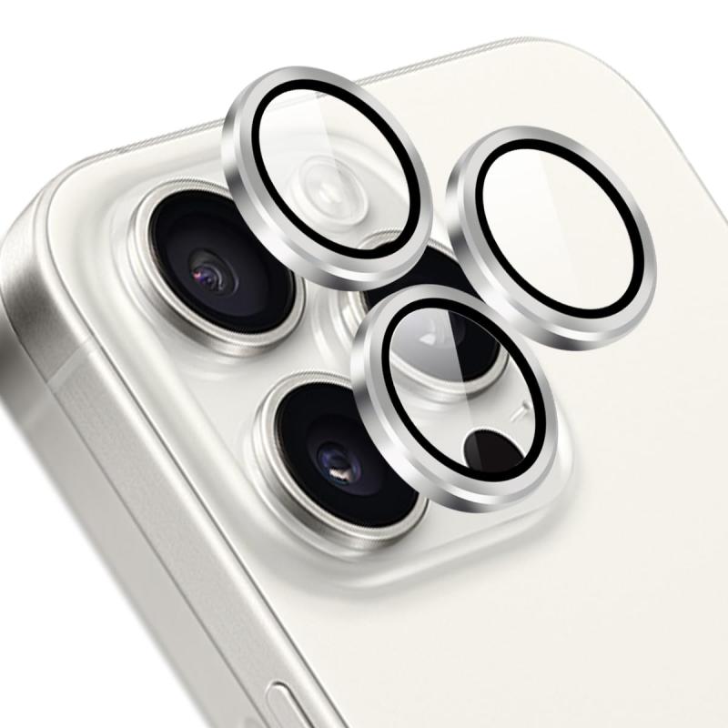 【3枚セット】 対応 iPhone 15 Pro / 15 Pro Max カメラフィルム 保護カバー (3枚) アルミ合金製＋AR高透過率強化ガラス レンズ全面保護 対応 アイフォン15プロ / 15プロマックス レンズフィルム 強化