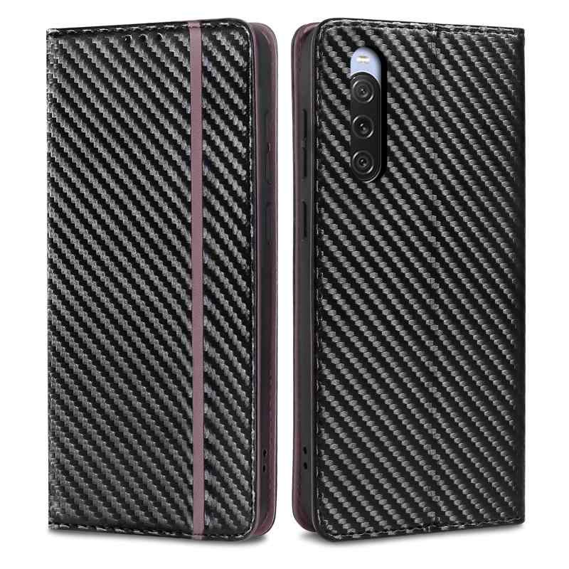 Iffeenny xperia 10v ケース 手帳型 エクスペリア10 v ケース 炭素繊維 xperia 10v ケースso-52d ケース 高級な炭素繊維風 衝撃吸収 全面保護 財布型 xperia 10v スマホケース カード収納 ...