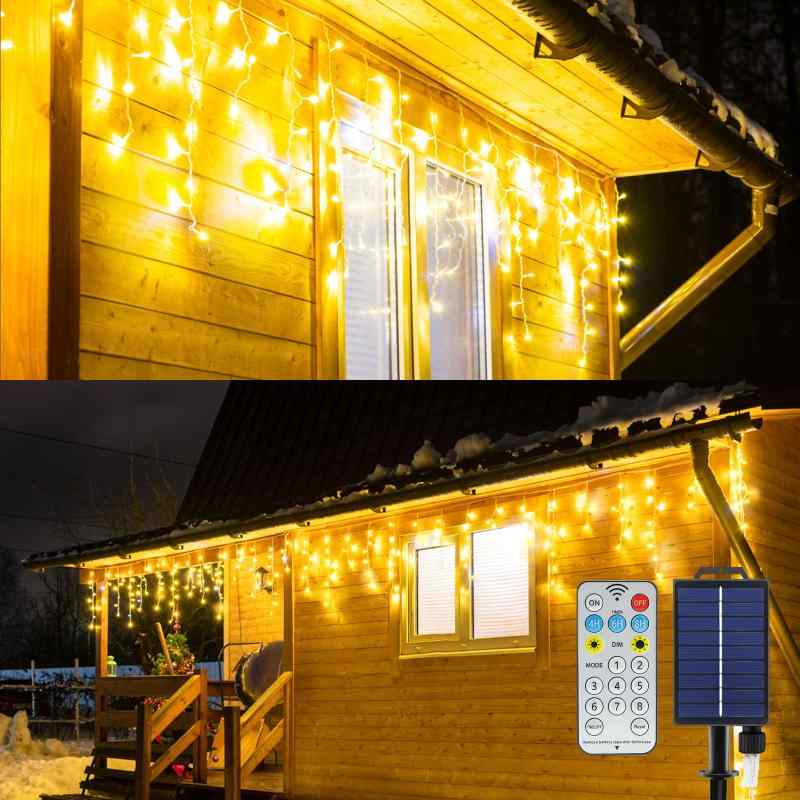Dalugo つららライト ソーラー LEDイルミネーションライト 屋外 防水 室内 USB式 ストリングライト ツララ クリスマス電飾 6.5m 200LED リード線5m クリスマス装飾 氷柱ライト ソーラーイルミネーDalugo ツラ...