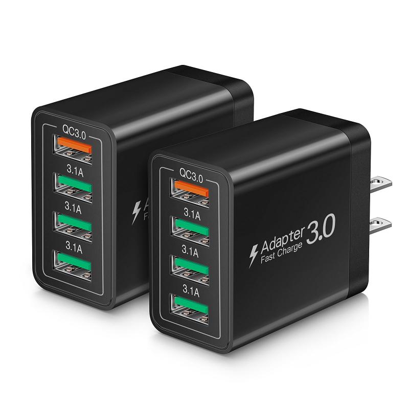 高速充電3.0ウォールチャージャー、4ポートUSB充電器ブロック【40W高速充電ブロック】USB C充電器は、総電力最大40WのPower DeliveryおよびFast Charge 3.0高速充電機能をサポートしています。USB-Aポー...
