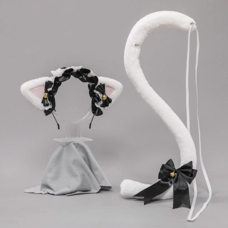 [アヘガオ] 猫耳 カチューシャ おしっぽ セット アニマル コスプレ ロリータ 髪飾り ヘアアクセサリー ハロウィン 学園祭 仮装 グッズ コスチューム