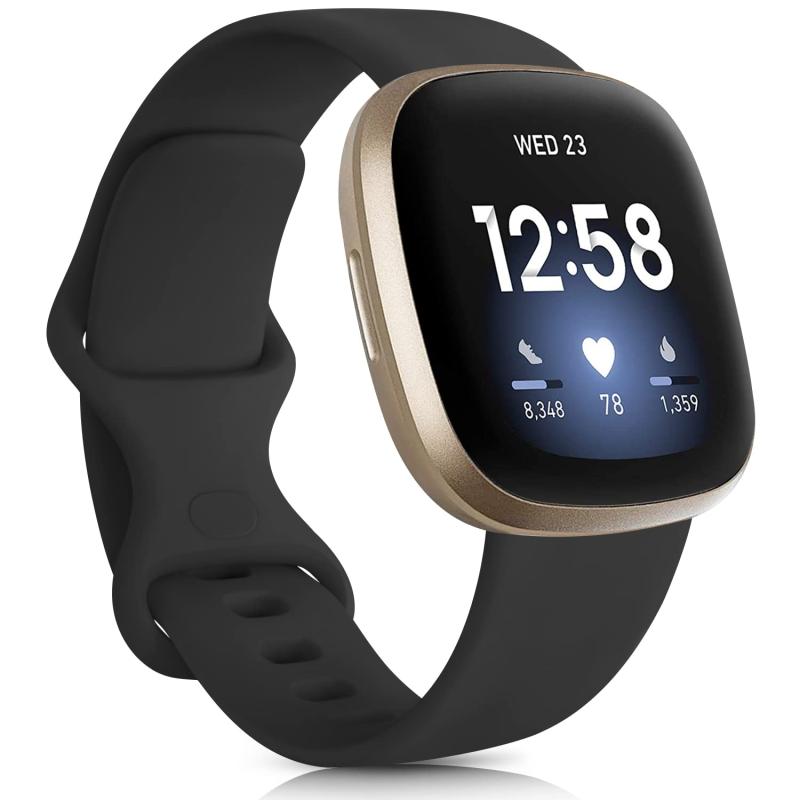 [Vanua] for Fitbit Versa3 バンド/Fitbit Sense バンド 交換ベルト ソフトシリコンバンド スポーツバンド Fitbit Versa3 交換ストラップ (Small, ブラック)