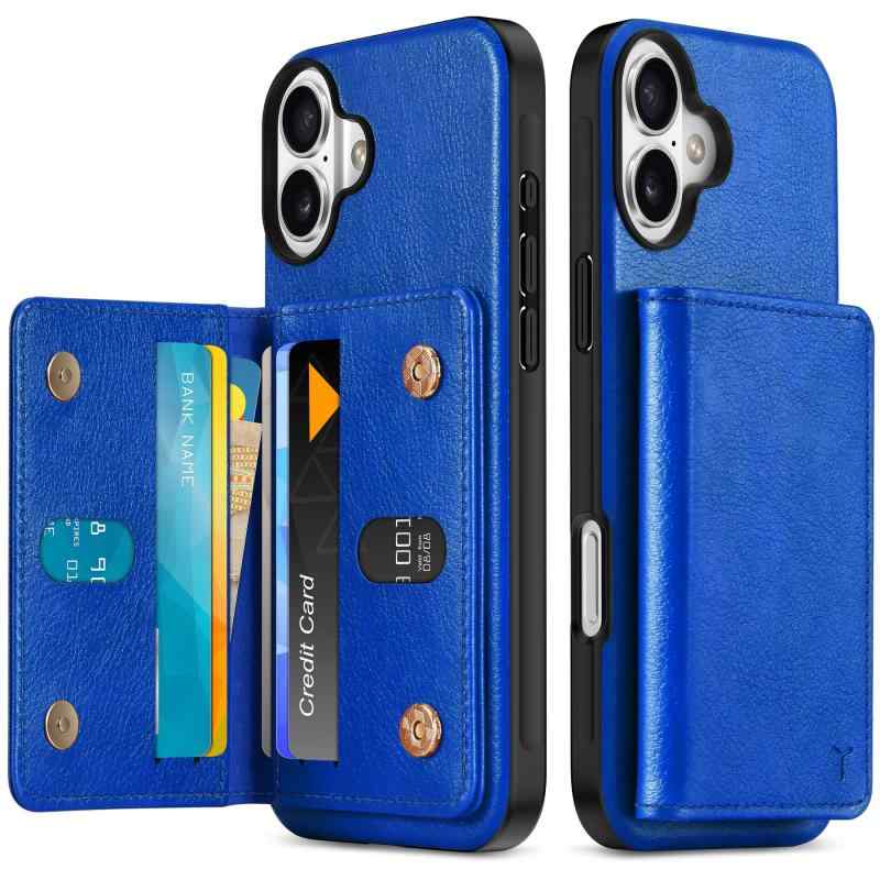 TUCCH iPhone16 Plus 対応 ケース 背面 手帳型 アイフォーン16プラスケース PUレザー [RFIDブロッキング] 6つポケット 取り外し不可 財布型 TPU素材 滑り止め 衝撃吸収 マグネット開閉 あいふぉん16プ【適...