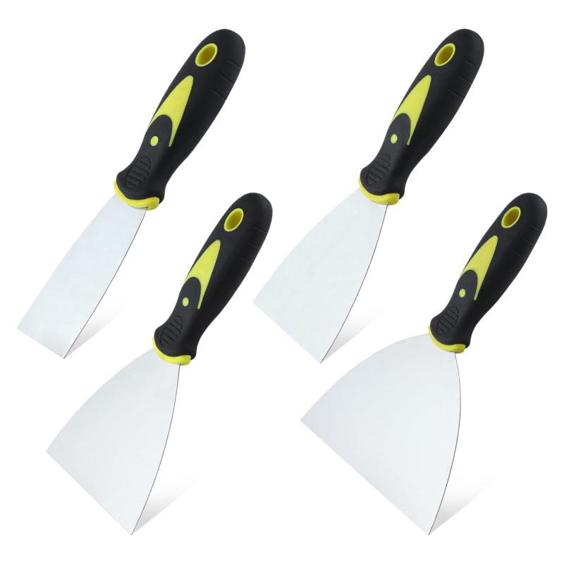LEONTOOL 4個 スクレーパー パテナイフ パテベラ スクレーパー 乾式壁仕上げ用メタルスクレーパー工具 乾式壁仕上げ用金属スクレーパー工具 スパックルナイフ パテナイフ・スクレーパー スパッケージ内容:1.5" putty...