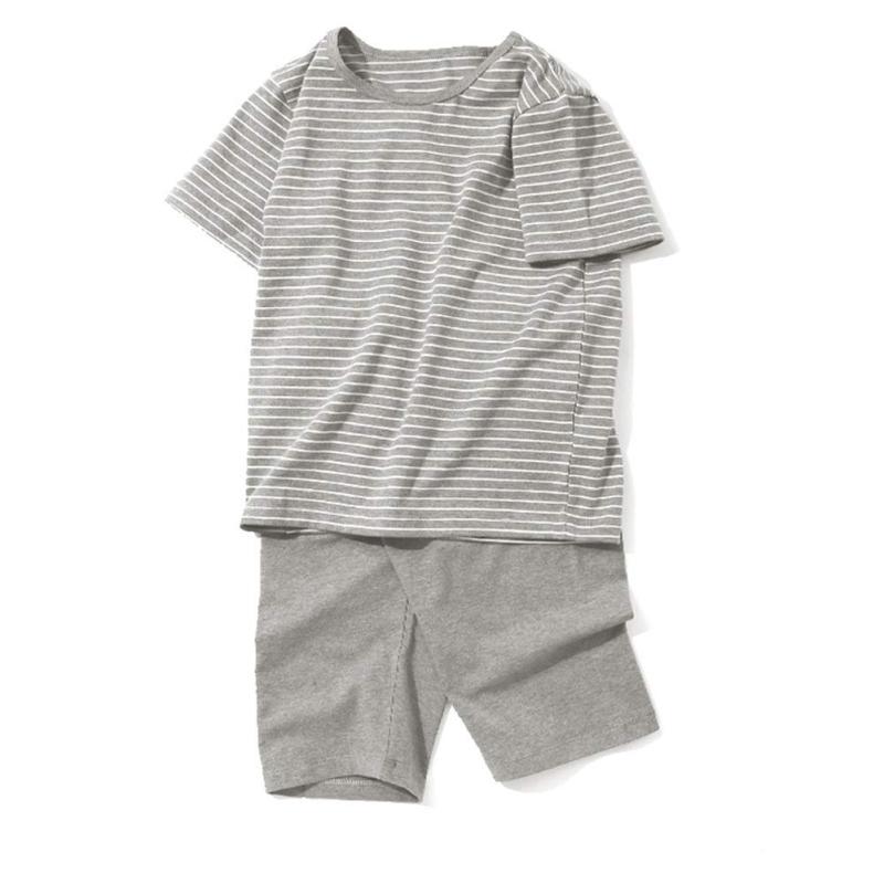 [KISBINI] 子供服 パジャマ 男の子 部屋着 女の子 ルームウェア 上下セット 綿 半袖Tシャツ+半ズボン/ハーフパンツ2点 ジュニア 寝巻き 普段着 夏服 100 110 120 130 140 150 160素材：綿95％、ポリ...