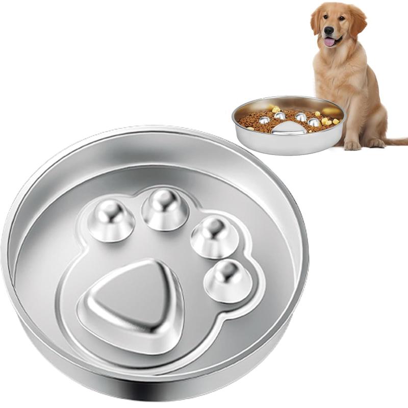 ペットボウル 早食い防止 スローフードボウル ステンレス製 22cm ゆっくり食べる 犬 猫 ペット用 エサ皿 餌皿 スローフィーダー【高品質な304ステンレス材質】304ステンレスを使用し、プラスチックやセラミックより高い耐久性を実現割れ...