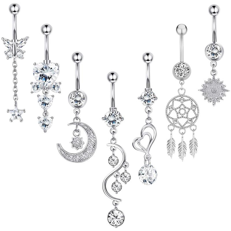 Aroncent へそピ へそピアス 軟骨ピアス ボディピアス 14g ステンレス 金属アレルギー 欧米 ロック パンク ゴシック レディース アクセサリー