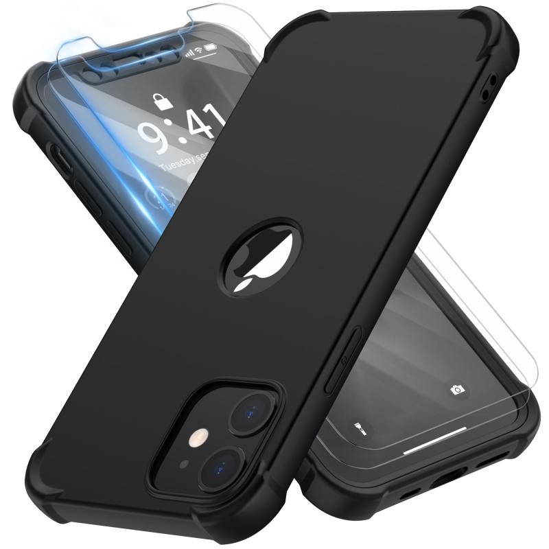 ORETechはiPhone 12ケースとiPhone 12 Proケース用に設計されています[2x強化ガラススクリーンプロテクター付き] [耐衝撃保護]iPhone 12/12 Proロケース用のソフトTPUシリコン電話ケース-6.1''