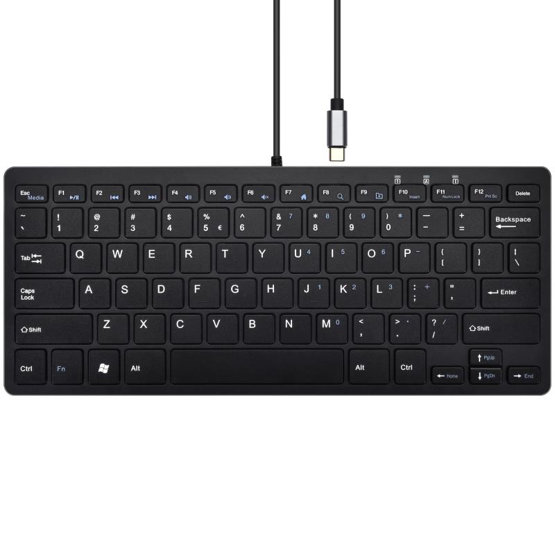 MCSaite 有線 TypeC 接続 英語キーボード 省スペース設計 超薄型 コンパクトサイズ 極小 工業設備用 静音 ノートパソコン/PC/デスクトップ/ノートブック用 Win7/8/10に対応（ブラック）