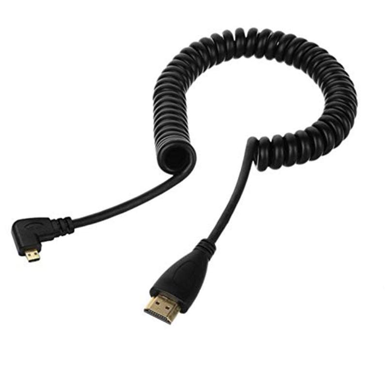 Eonvic 直角タイプ D オス マイクロ HDMI - HDMI 1080P HDTV ケーブル ソニー カメラ BM ビデオ アシスト モニター用強度と信頼性の高い接続のための金メッキ コネクタ、裸の銅導体、およびホイルと編組のシール...