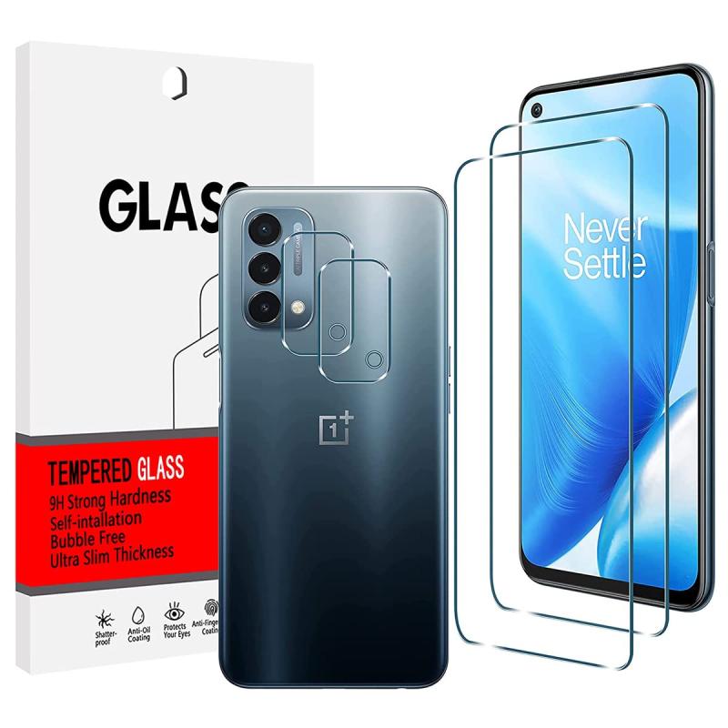 【2+2ピース】OnePlus Nord N200 5G用【スクリーンプロテクター2枚とカメラレンズプロテクター2枚】強化ガラスフィルム 厚さ0.3mm 硬度9H HDクリア 気泡防止 多くのケースに対応 傷防止 飛散防止 指【対応機種】O...