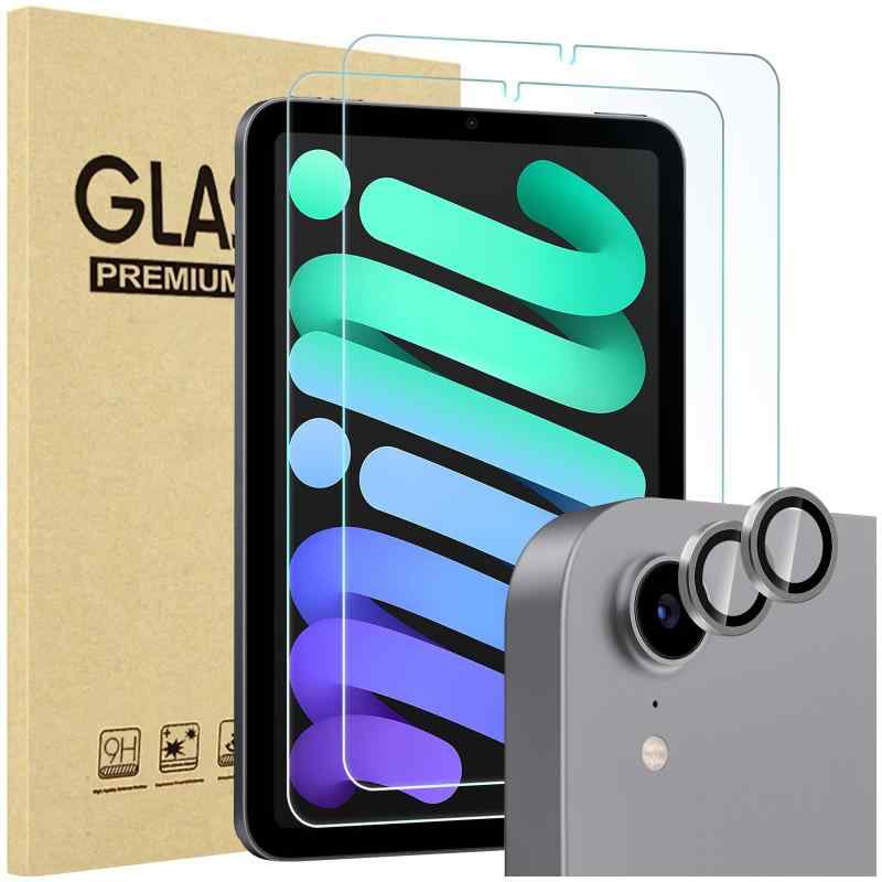 ProCase iPad Mini A17 Pro 第7世代 2024 Mini6 画面保護フィルム レンズ保護フィルム 各2枚 強化ガラス カメラ保護 スキンシール 全面吸着 耐衝撃 画面保護 貼付キット付き 適用機種: iPad Min...