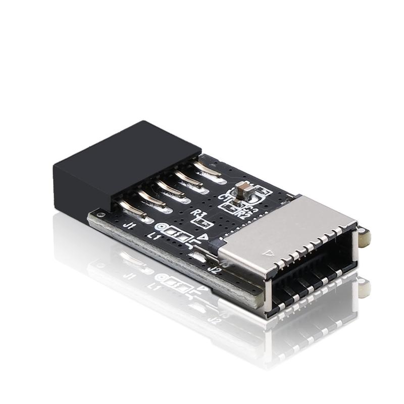 EZDIY-FAB USB 2.0 内部ヘッダー (9 ピン) から USB 3.1/3.2 Type-C (20 ピン) A-Key フロント パネル 180 度 アダプター、Type-E 拡張ポート フロントパネル PCケース用古い M...