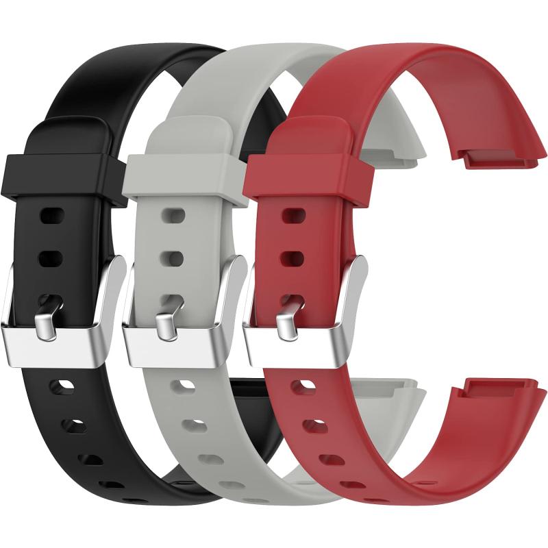 Straps Compatible with Fitbit Luxeバンド対応 ソフトシリコンスポーツ防水クイックリリースリストバンド 贅沢なフィットネスとウェルネスフィットネストラッカー用 ソフトで丈夫 (Black/Gray/Red, ...