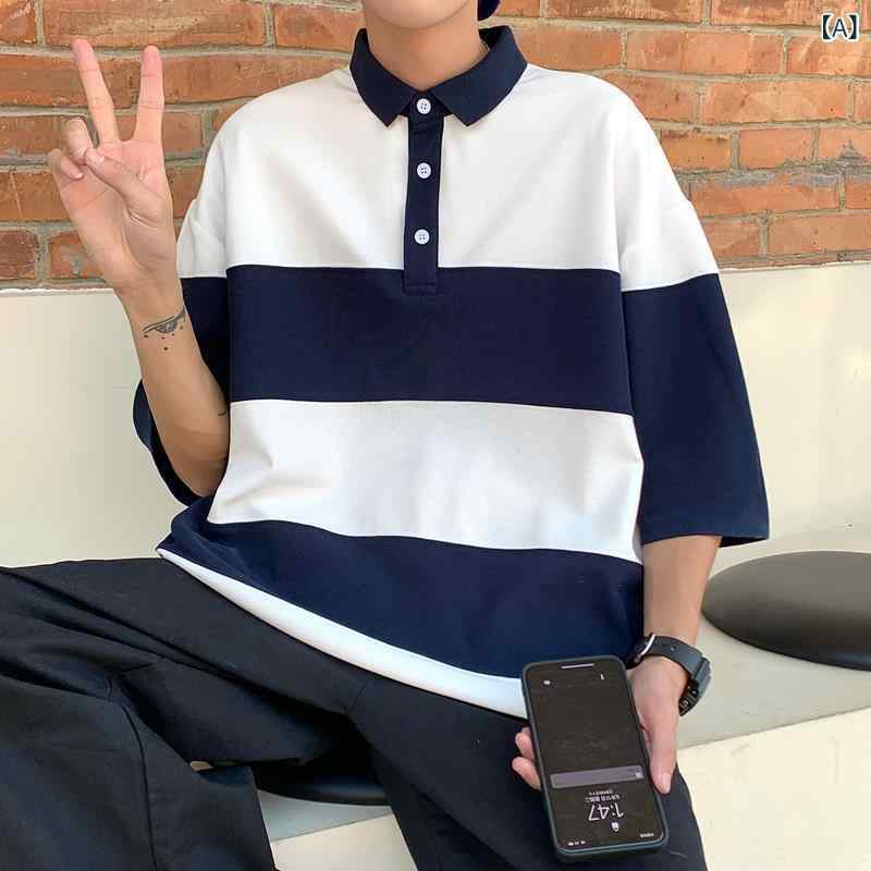 ・カテゴリ: Tシャツ・スタイル: ストリート・柄: 条紋・フィット: ルーズフィット・対象: 青少年・スタイル: プルオーバー・襟: 襟付き・袖丈: 短袖・フード: あり・厚み: 普通・袖型: 標準・カラー展開: 白色、黒色・サイズ展開:...