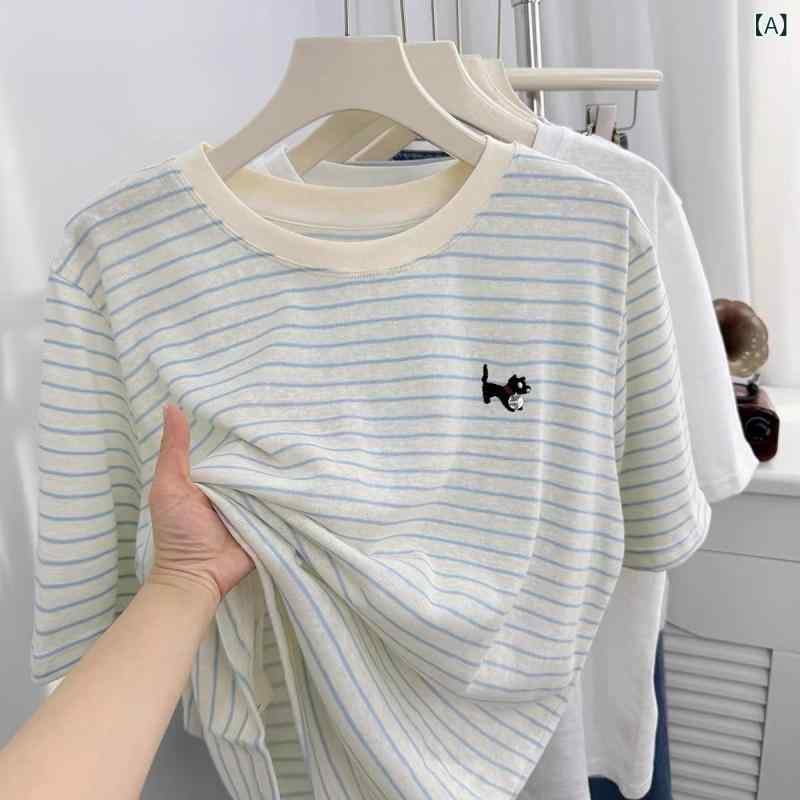 ・カテゴリ: Tシャツ・スタイル: 日韓カジュアル・主な素材: ポリエステル95%以上・柄: 条紋/格子・袖丈: 短袖・衣長: 普通(50-65cm)・ネックライン: 丸首・袖型: 通常・流行要素: ステッチ・カラー展開: ブルーストライプ...
