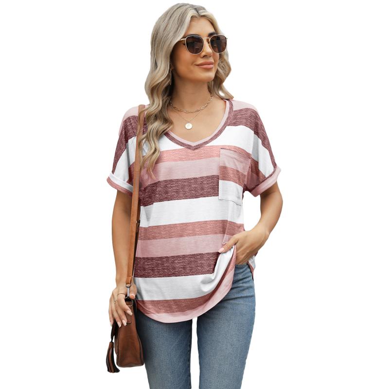 ・カテゴリ: Tシャツ・スタイル: 潮流風、街頭潮人・主な素材: 人棉50-70%、ポリエステル30%以下・柄: 条紋/格子、印花・ネックライン: V字領・袖丈: 短袖・袖型: 蝙蝠袖・カラー展開: 粉色、青、赤、灰色、豆沙色・サイズ展開:...