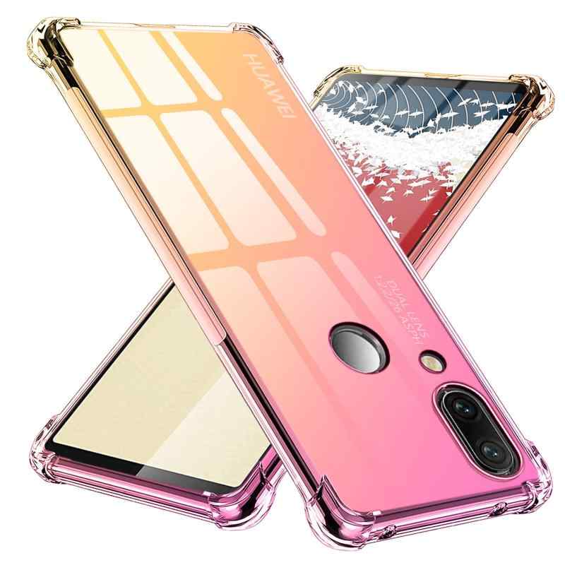 TMUJWS Huawei P20 lite 用ケース シリコン クリア グラデーション ソフト用ケース 薄型 軽量 ファーウェイp20 lite 用カバー 耐衝撃 レンズ保護 全面保護 tpu 四隅空気衝突防止 擦り傷防止 ストラッ対応機...
