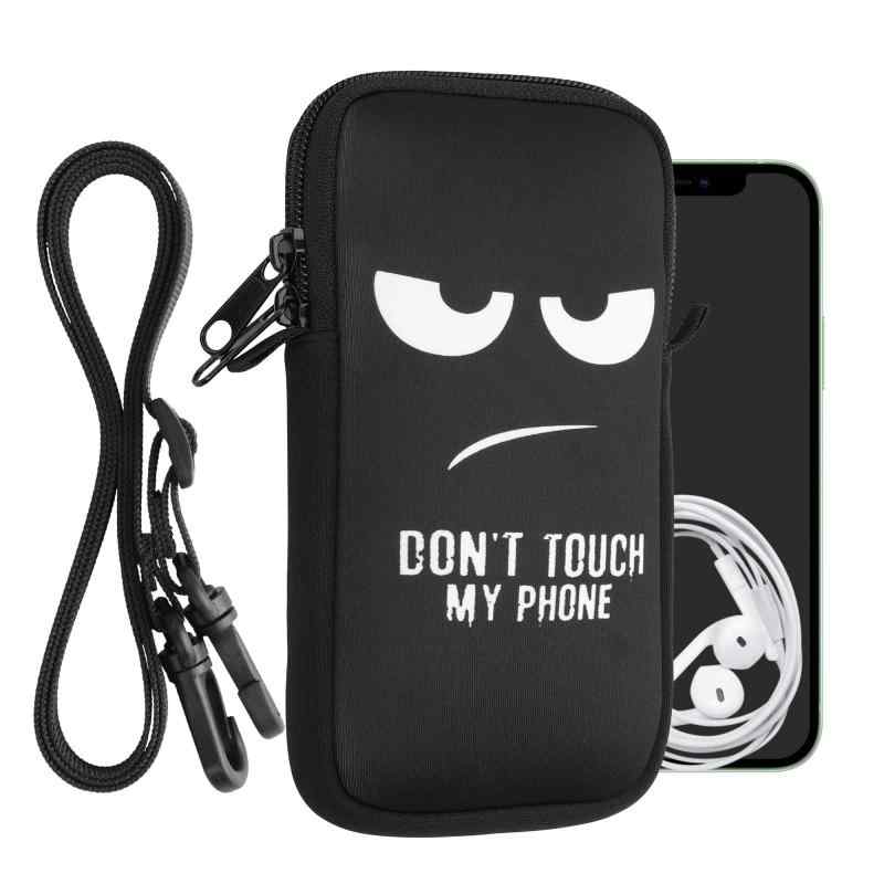 kwmobile スマホショルダー L - 6.5"対応 - ネオプレン スマートフォン 首掛け 保護ケース Don't touch my phoneデザイン全方位保護: 大切なスマホにこのスタイリッシュな保護ケースで新しい表情と...