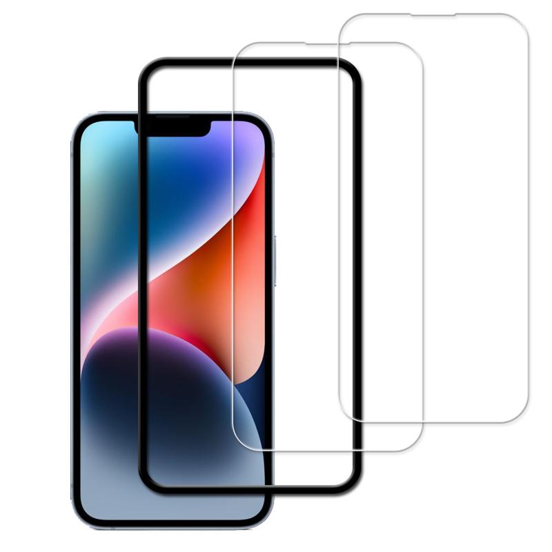 HKKAIS【2枚セット】ガイド枠付き 日本製硝子採用 iPhone17e / iPhone16e / iPhone13 / iPhone 13 Pro/iPhone 14用 ガラスフィルム 液晶 アイフォン 16 e 保護 フイルム 強化...