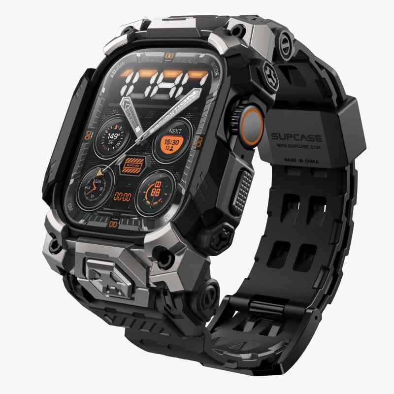 SUPCASE Apple watch 10 46mm ケース 保護カバー バンド付き一体型 軍事規格保護 バンパー 調節可能ストラップバンド付き アップルウォッチ 10 46mm用 Oreシリーズ[ミリタリーグレードの保護]: 高さ48イ...