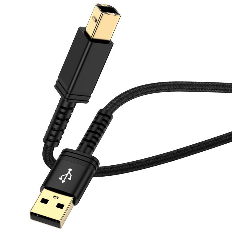 HUHUTa 1.83m プリンターケーブル usb 2.0 ナイロン編み 断線防止 usbケーブル 高耐久性 金メッキ オーディオDAC/ミキサー/MIDIキーボード/電子ピアノ/DJコントローラ/プリンター/スキャナー/FAXマシ