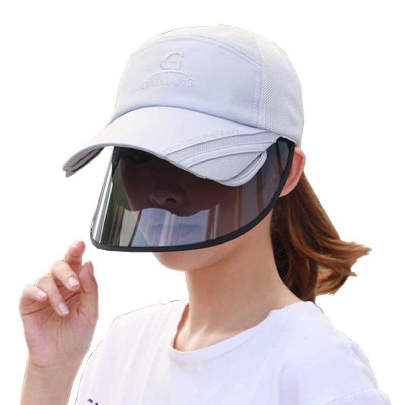 [トクとユウ] 日よけ帽子 サンバイザー uvカット メンズ レディース つば広 uvカット 二重構造 紫外線対策 メッシュ サイズ調節可 全顔覆う サングラス付き 花粉症対策 日焼け軽減 バッテリサイズ：55-60CM＆キャップ長9CM　...