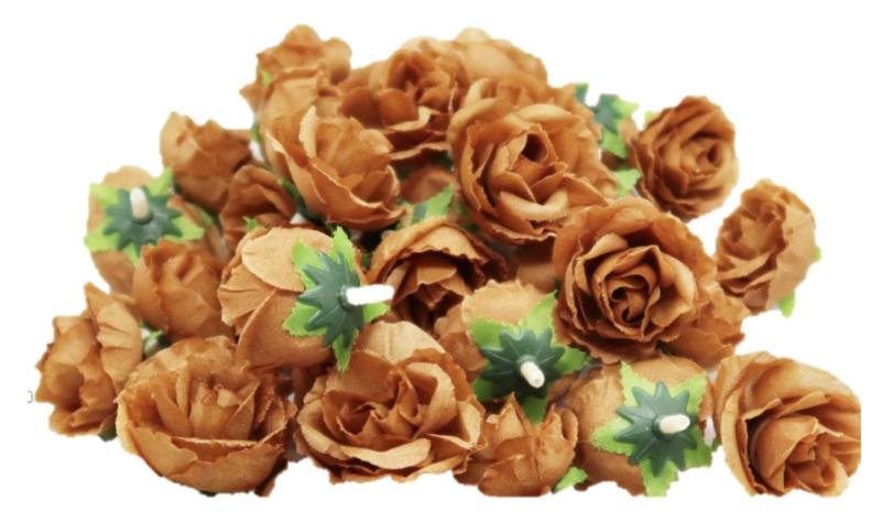 (Mikishin) バラ 造花 50個 3cm ブーケ ローズ 薔薇 結婚式 装飾 (ブラウン)直径3cmの爽やかな色の 赤いミニバラが50個入ったセットです。