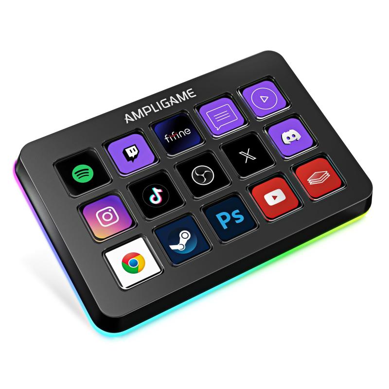 FIFINE Stream Controller 15キー配列 ストリームコントローラー ライブコンテンツ作成用のコントローラー 配信者向けデバイス ストリーミング 配信 ゲーミング OBS/Twitch​/YouTube連携 Mac/PC...